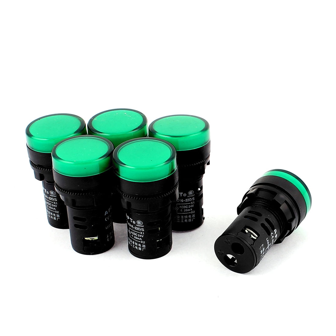 6Pcs /DC 24V 21mm Panel Mount Green Indicator Pilot Signal Light Lamp ...