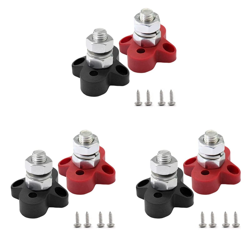 6Pcs DC 48V 150A BusBar M10 Terminal Block Studs Battery Power Distribution Terminal Stud Bus ...