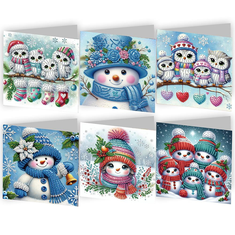 6Pcs DIY Folding Christmas Greeting Card Diamond Art Painting, Creative ...