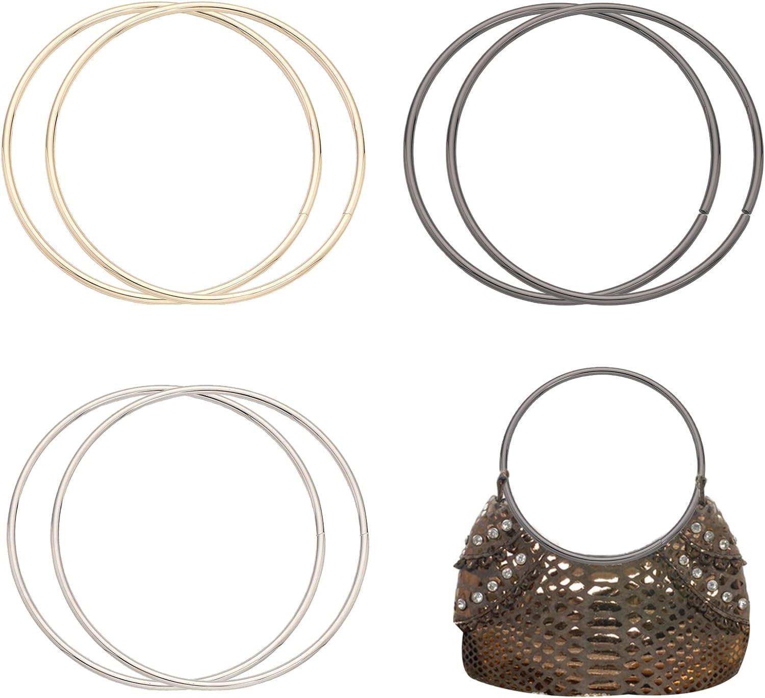 6Pcs Round Metal Purse Handles Replacement Handles Bag Handle Hardware ...
