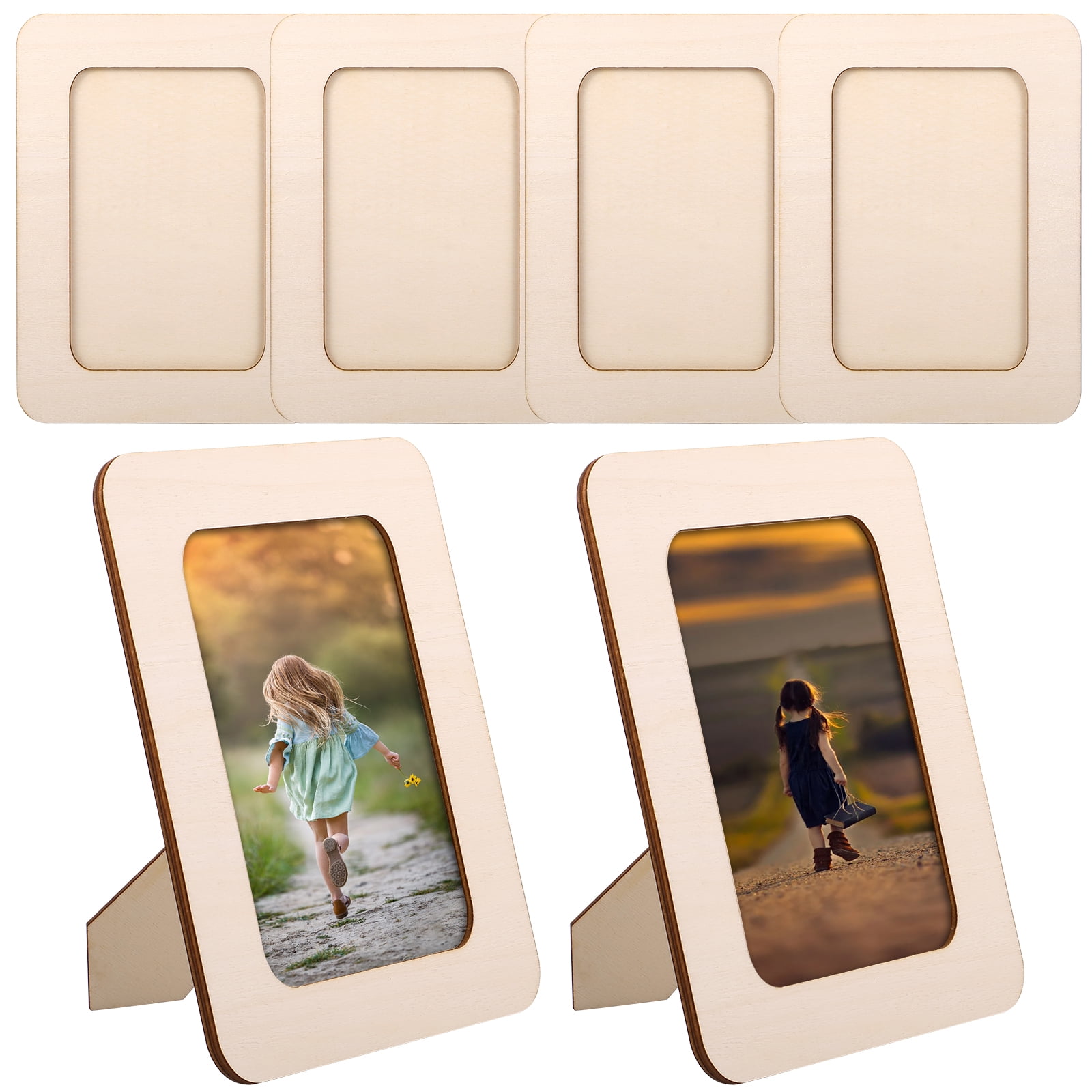 6Pcs DIY Wood Picture Frames Portable Unfinished Wood Frames Blank Wood ...