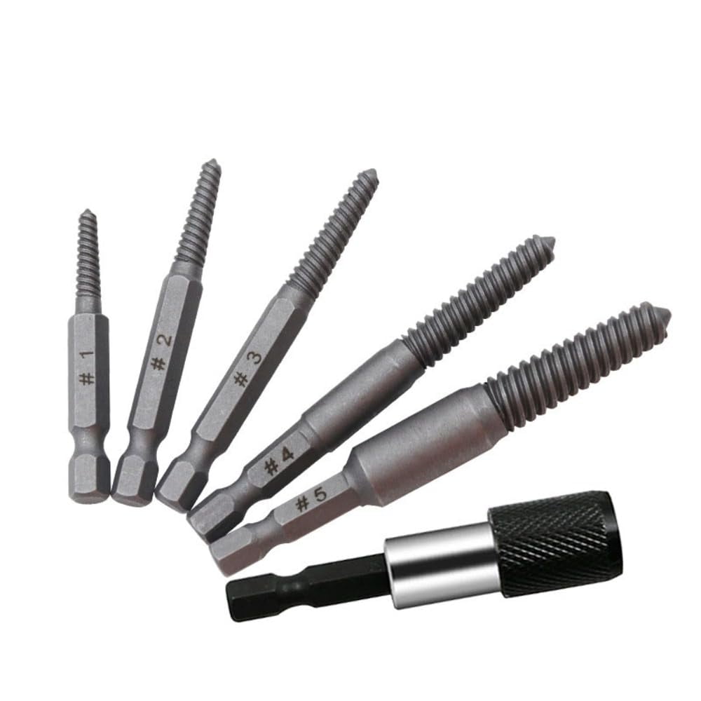 6Pcs Damaged Screw Extractor Set 1/4 Inch Hex Shank Fine Thread Bad ...