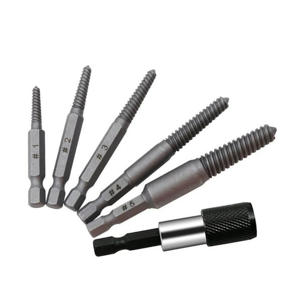 6Pcs Damaged Screw Extractor Set 1/4 Inch Hex Shank Fine Thread Bad ...