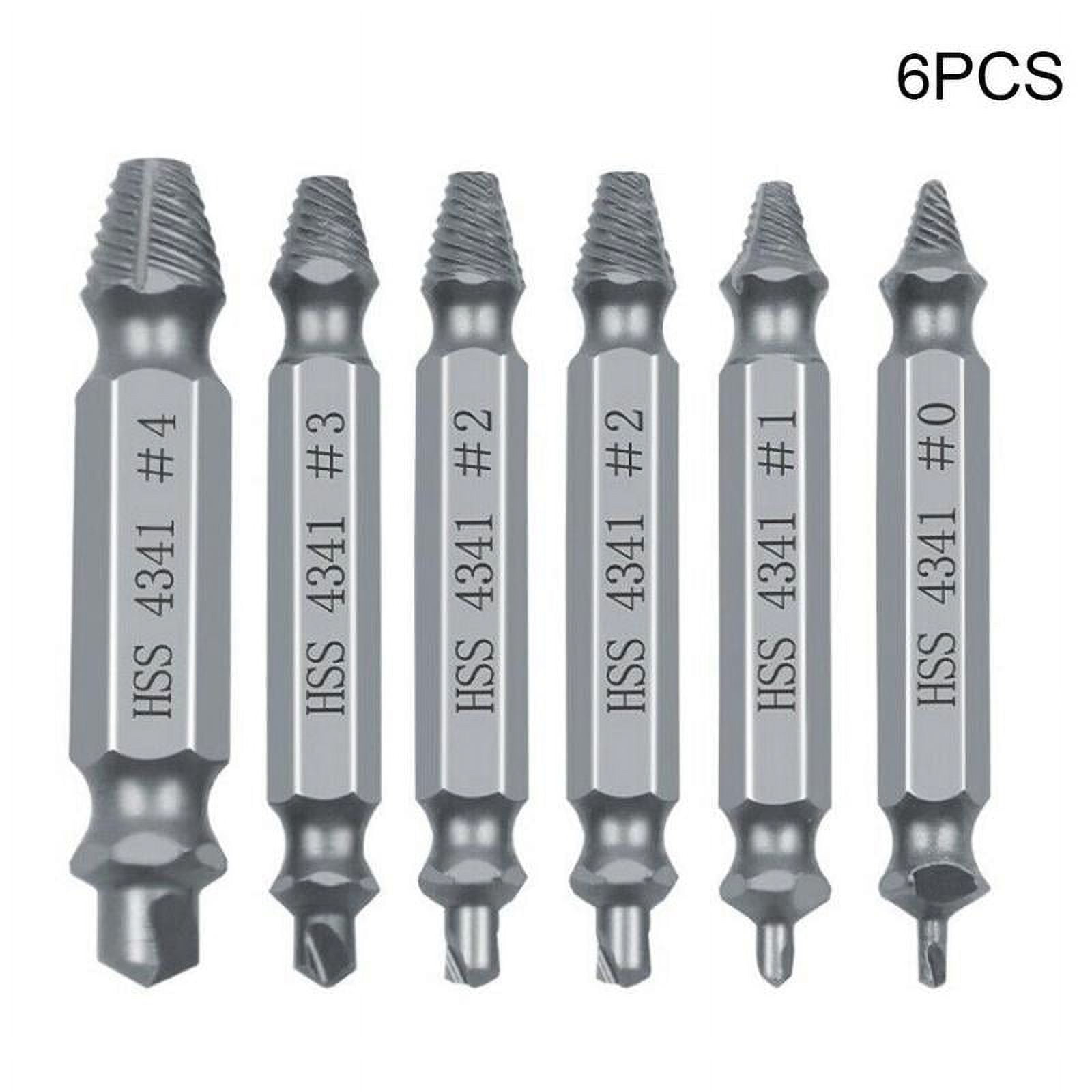6Pcs Damaged Stripped Broken Screw Extractor Drill Bit Tool Bolt Set ...