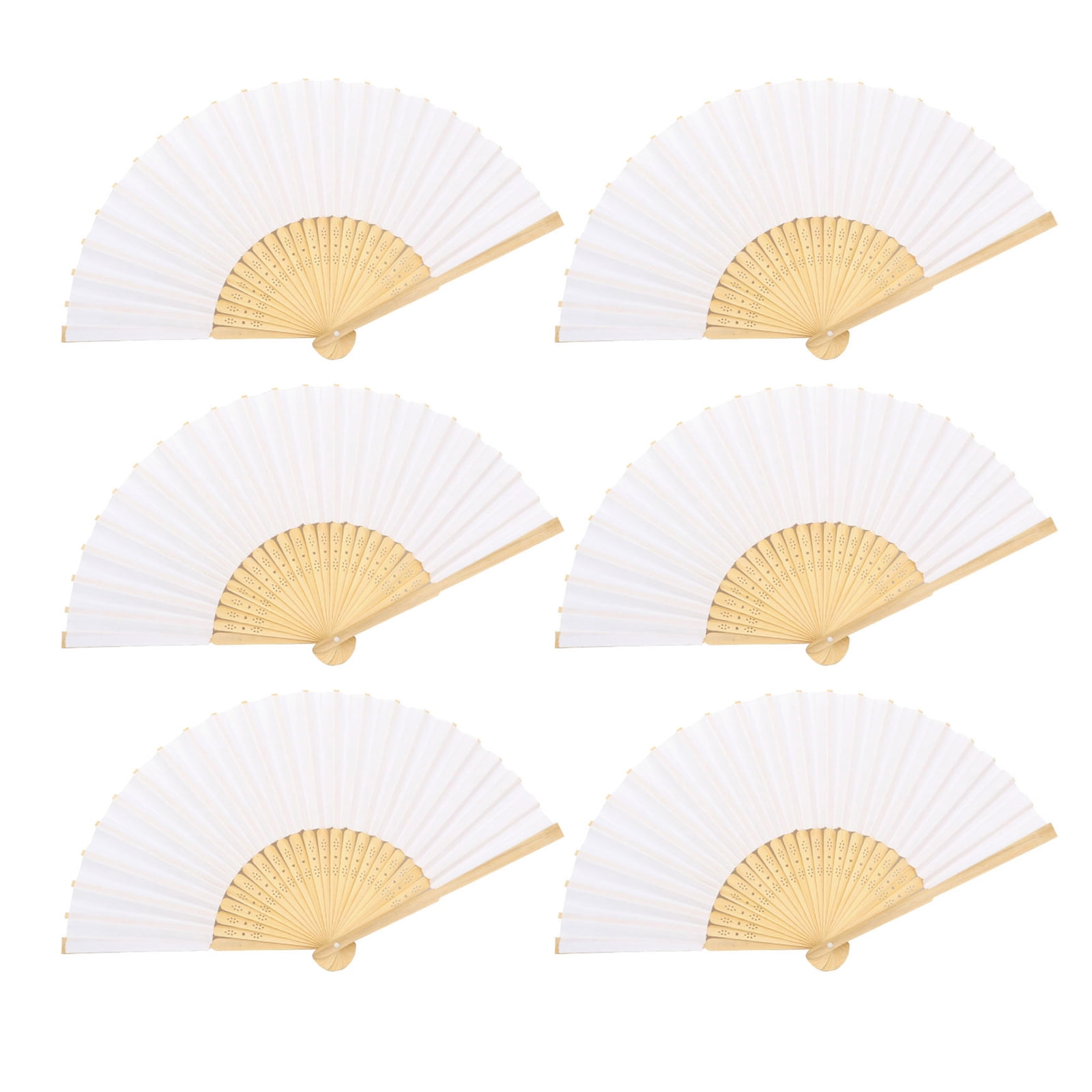 6Pcs Decorative Dance Fans Thick Paper and Bamboos Handle Multipurpose ...