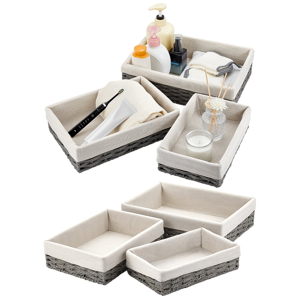 6Pcs Desktop Rattan Woven Snack Storage Baskets Jewelry Trays with ...