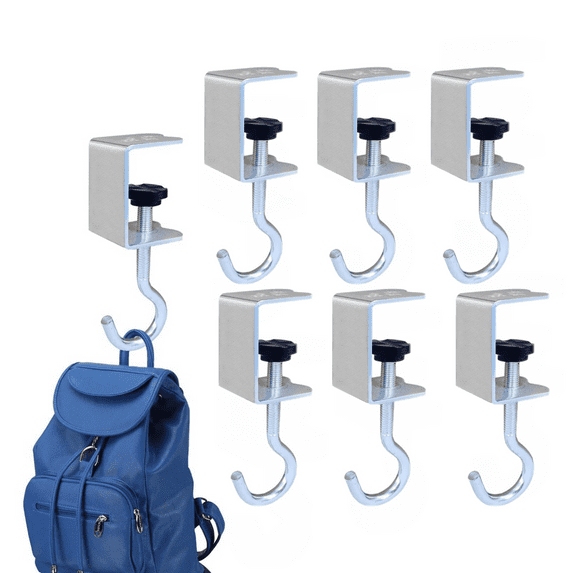 6Pcs Desktop Side Hooks, Adjustable Backpack Desk Hooks, Metal Table ...