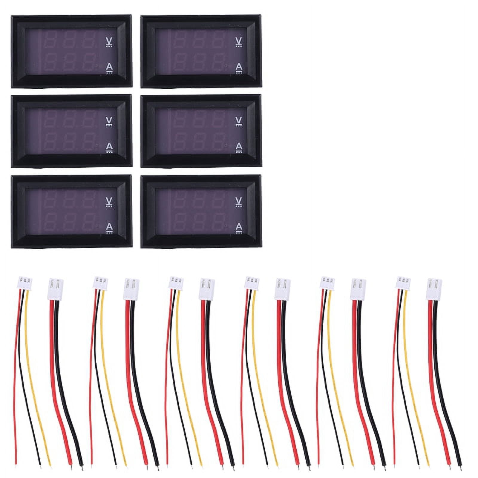 6Pcs Digital Voltmeter Ammeter DC 100V 10A Blue Red LED Current Voltage ...
