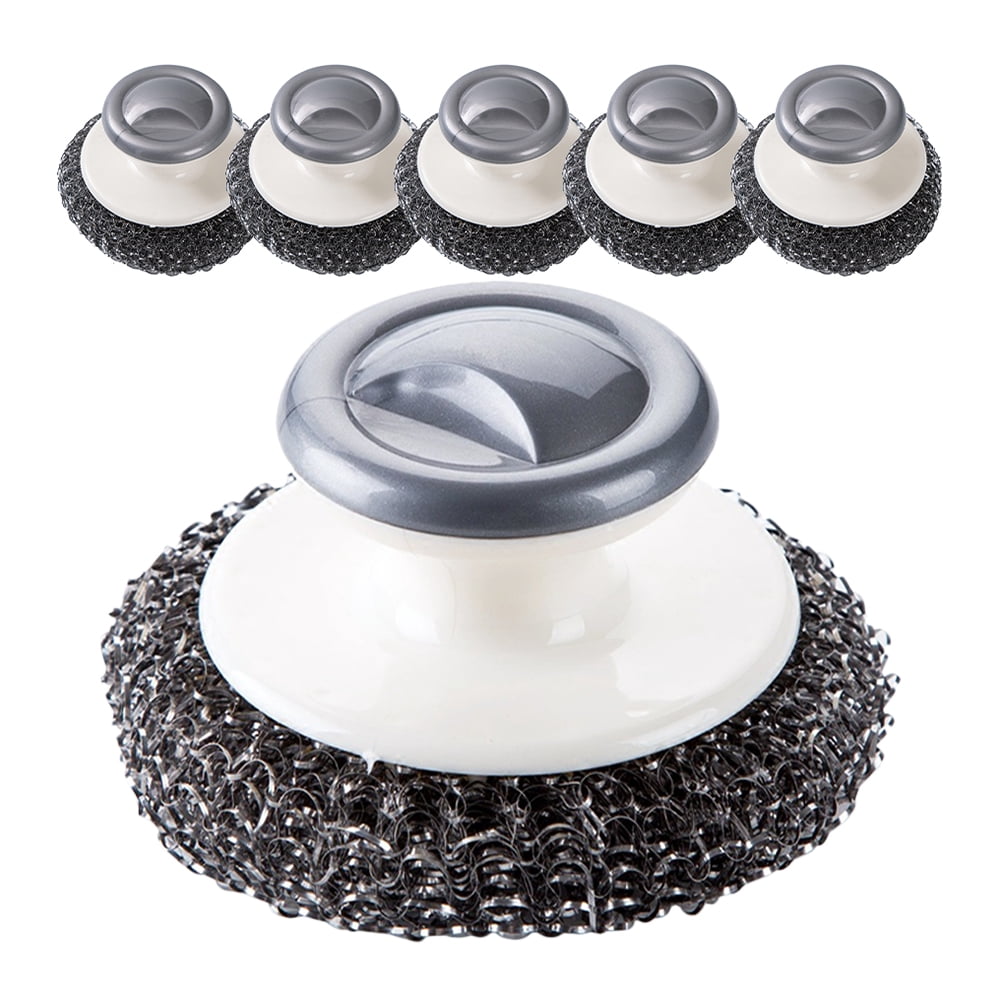 6Pcs Dish Scrubber Kitchen Stainless Steel Pot Pan Scrubbing Brush with ...