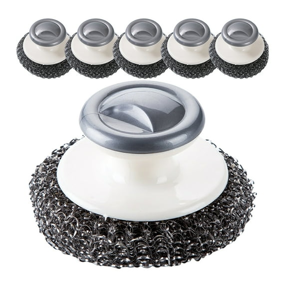 6Pcs Dish Scrubber Kitchen Stainless Steel Pot Pan Scrubbing Brush with ...
