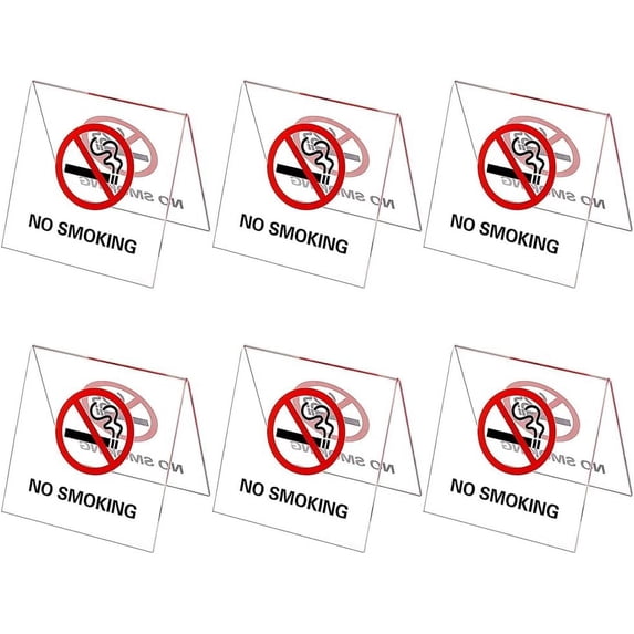 6Pcs Double-Sided Acrylic No Smoking Table Tent Signs Non Smoking Desk ...