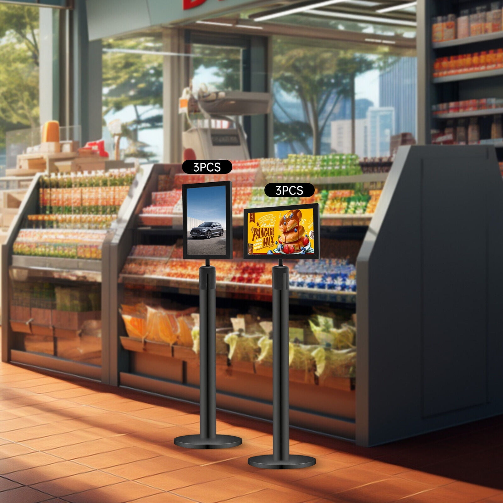 6Pcs Double Sided Sign Holder Vertical Horizontal Poster Display Rack ...