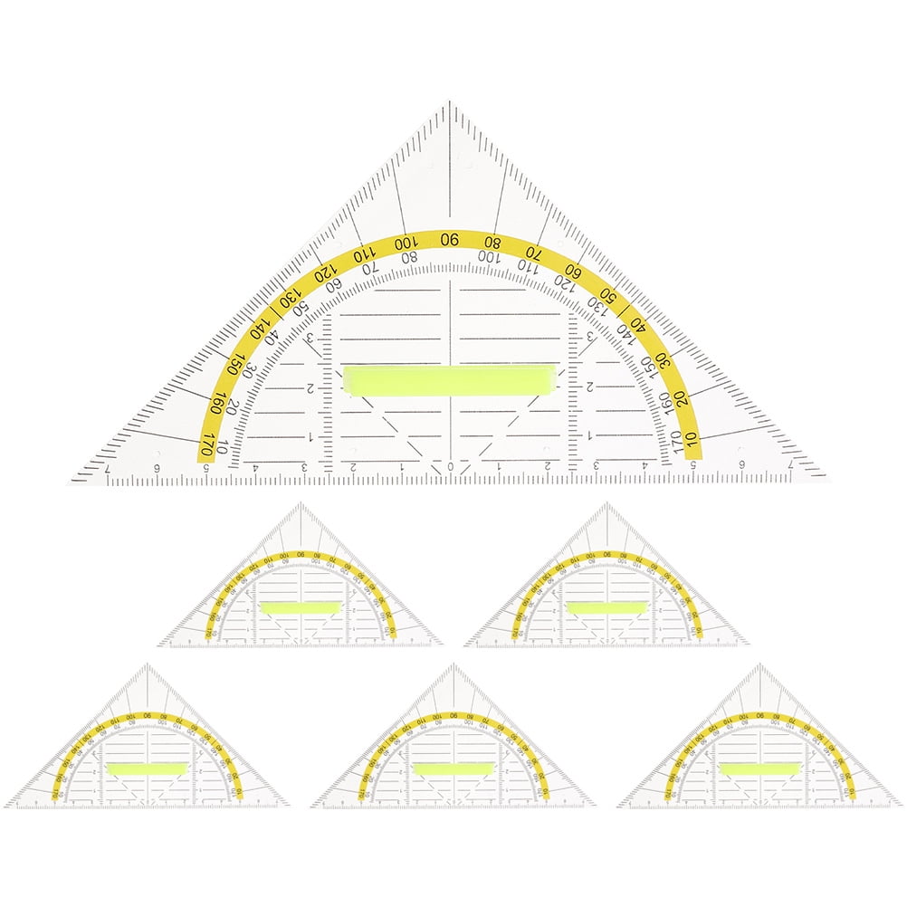 6Pcs Drawing Triangle Rulers Geometry Measurement Rulers Plastic Set ...