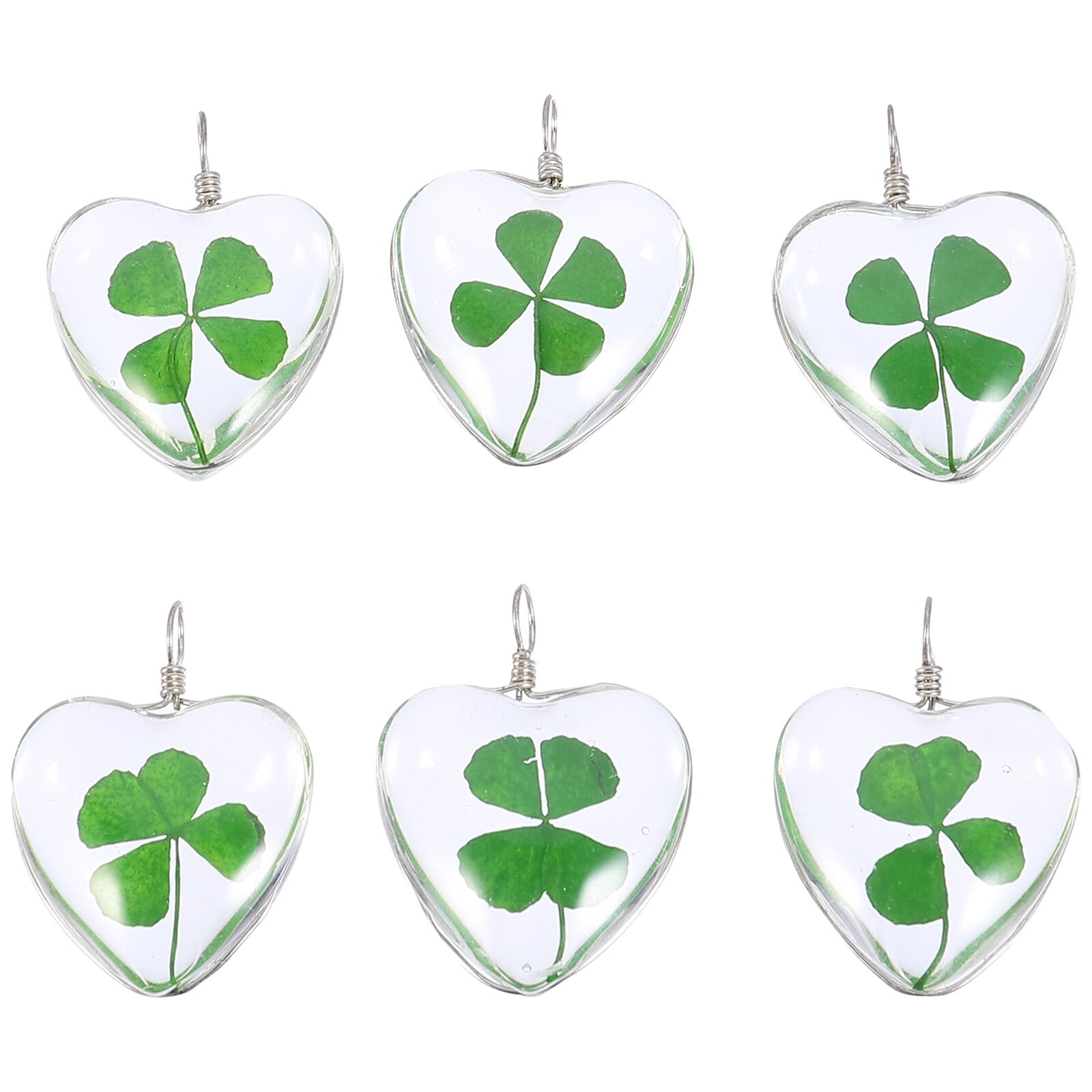 6Pcs Dried Four Leaf Clover Pendant Charm with Hanging Hole for Jewelry ...