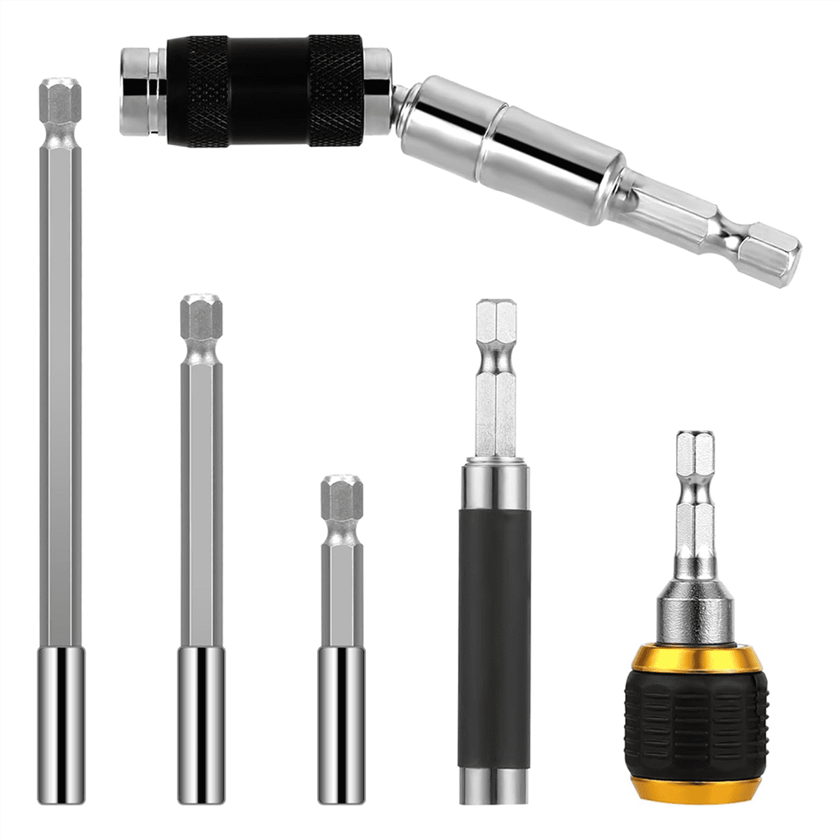 6Pcs Drill Bit Extension Magnetic Swiveling Bit Tip Holder Bar Set 1 ...