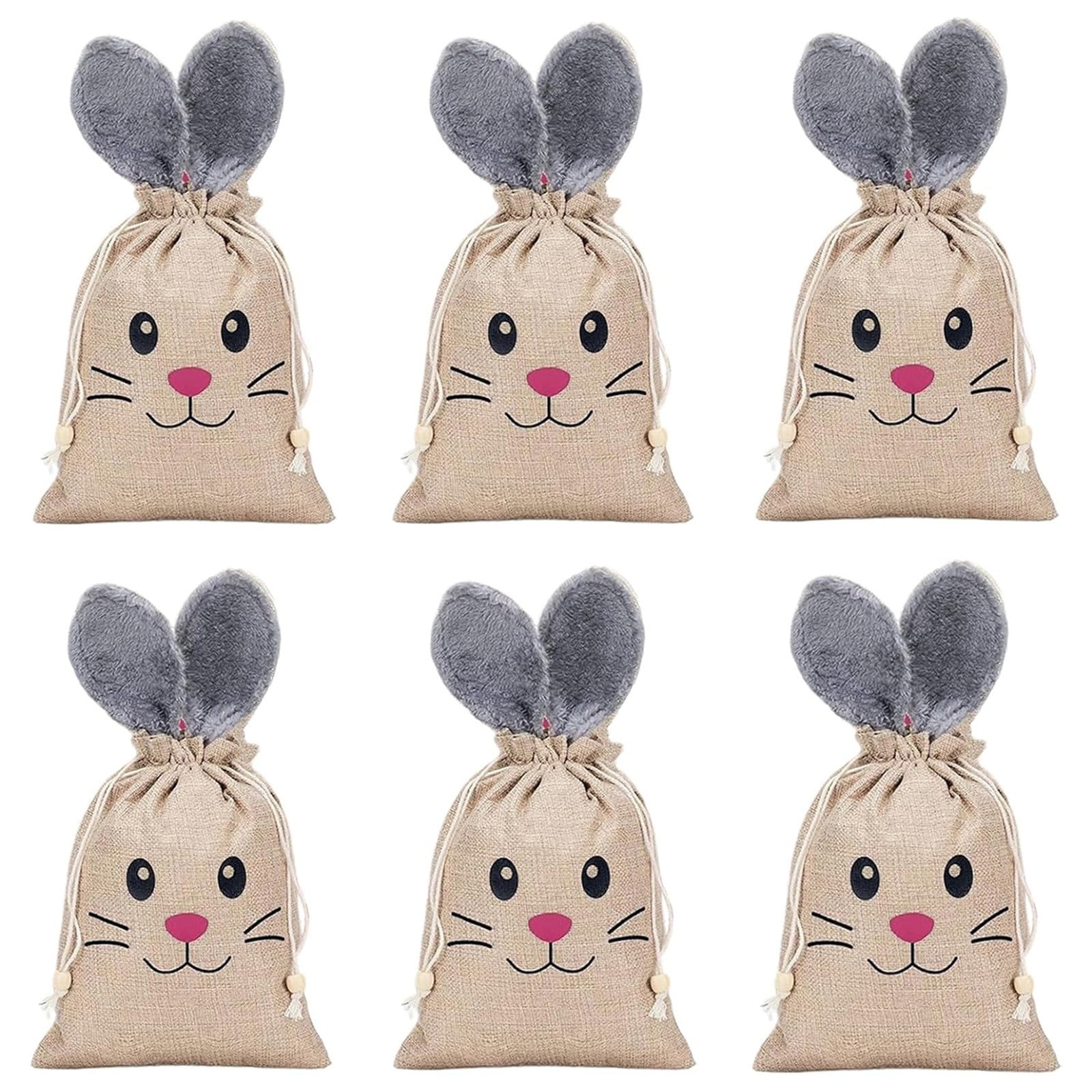 6Pcs Easter Bags With Bunny Pattern For Kids Sweets Personalised Easter ...