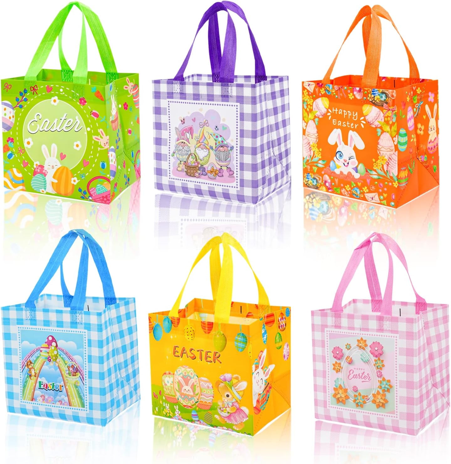 6Pcs Easter Non-woven Bags with Handle, Happy Easter Gift Bags for Kids ...