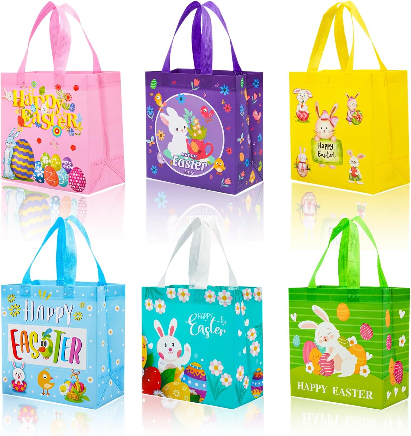 6Pcs Easter Non-woven Bags with Handle, Happy Easter Gift Bags for Kids ...