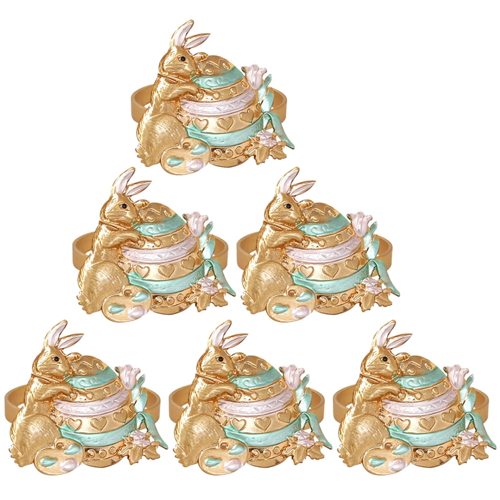 6Pcs Easter Party Napkin Buckle Rabbit Shaped Napkin Ring Festival ...