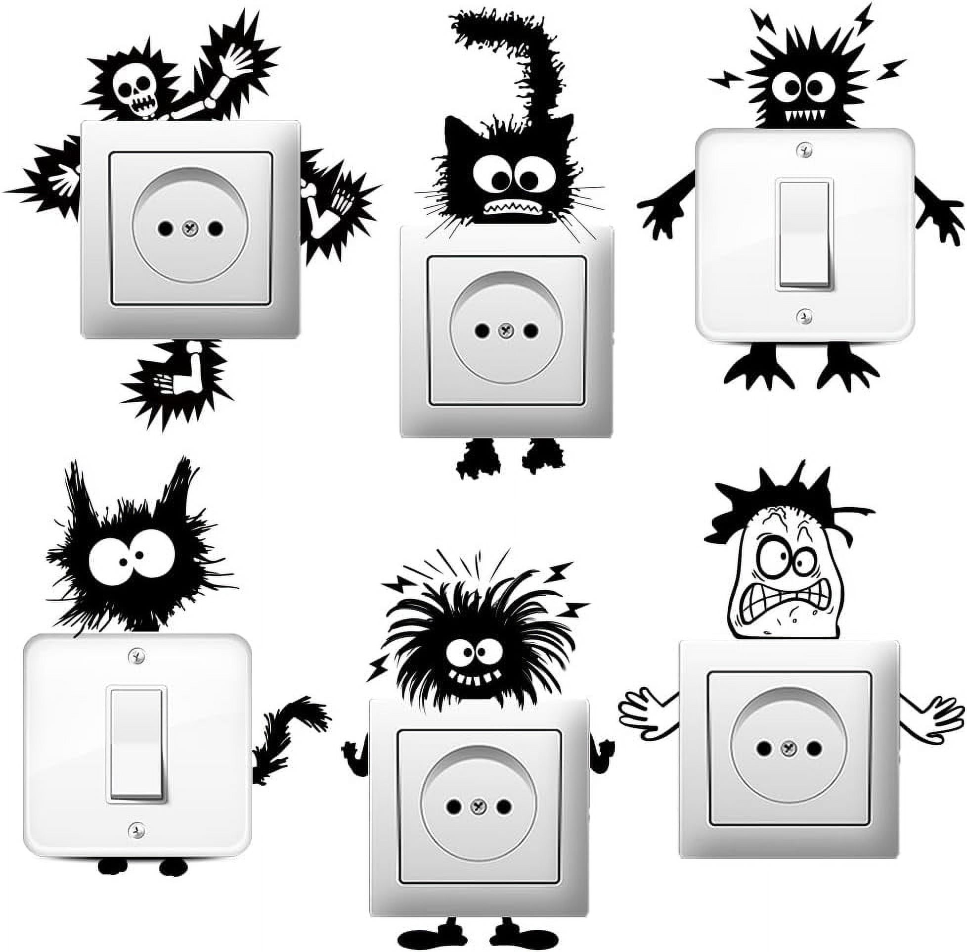 6Pcs Electric Shock Light Switch Stickers with Cat Interesting Wall ...
