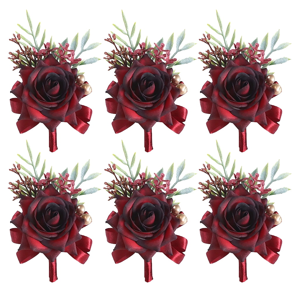 6Pcs Elegant Wedding Corsage Set - Silk Flower Prom Corsages for Bridal ...