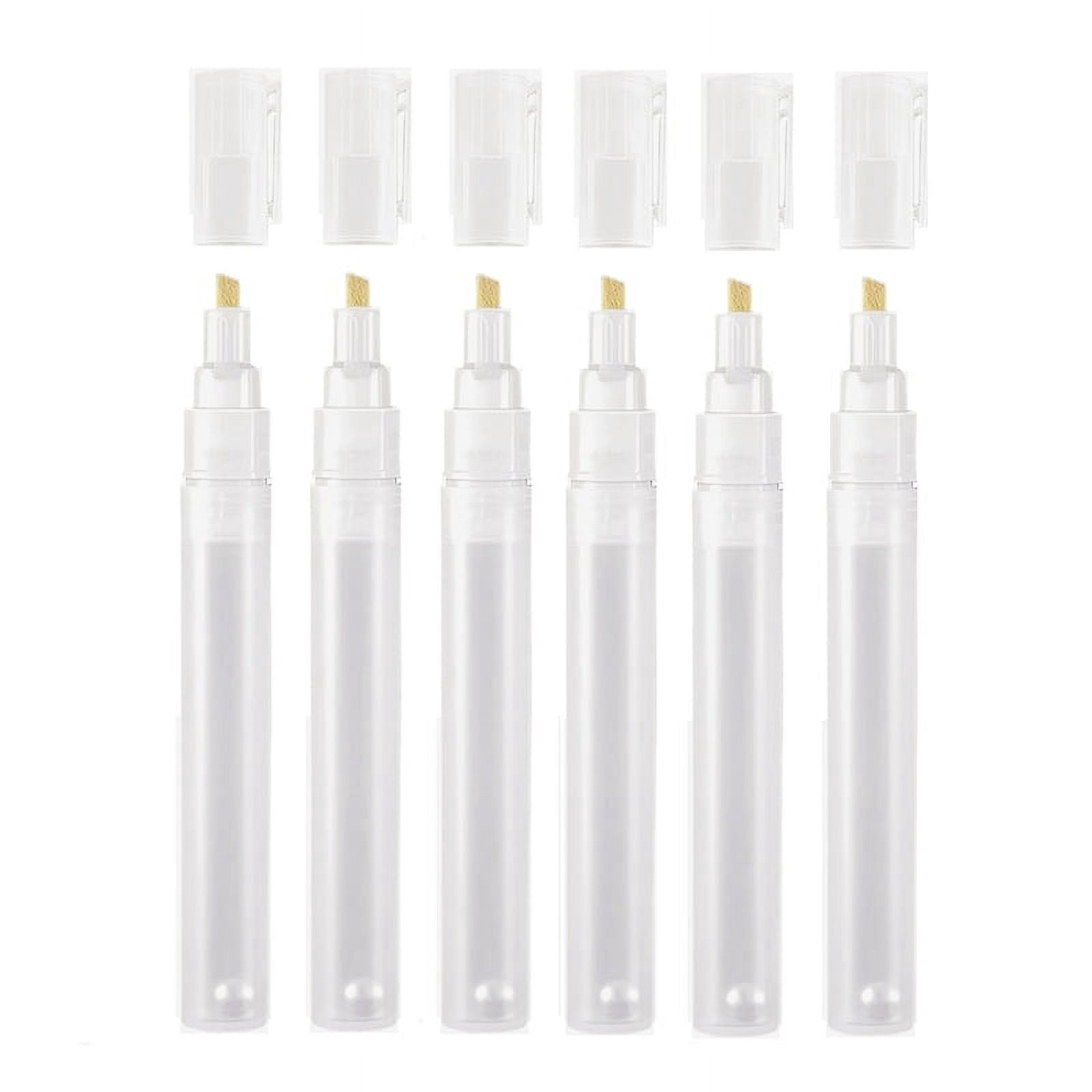 6Pcs Empty Fillable Blank Paint Touch Up Pen Markers,Round Tilted-Head ...