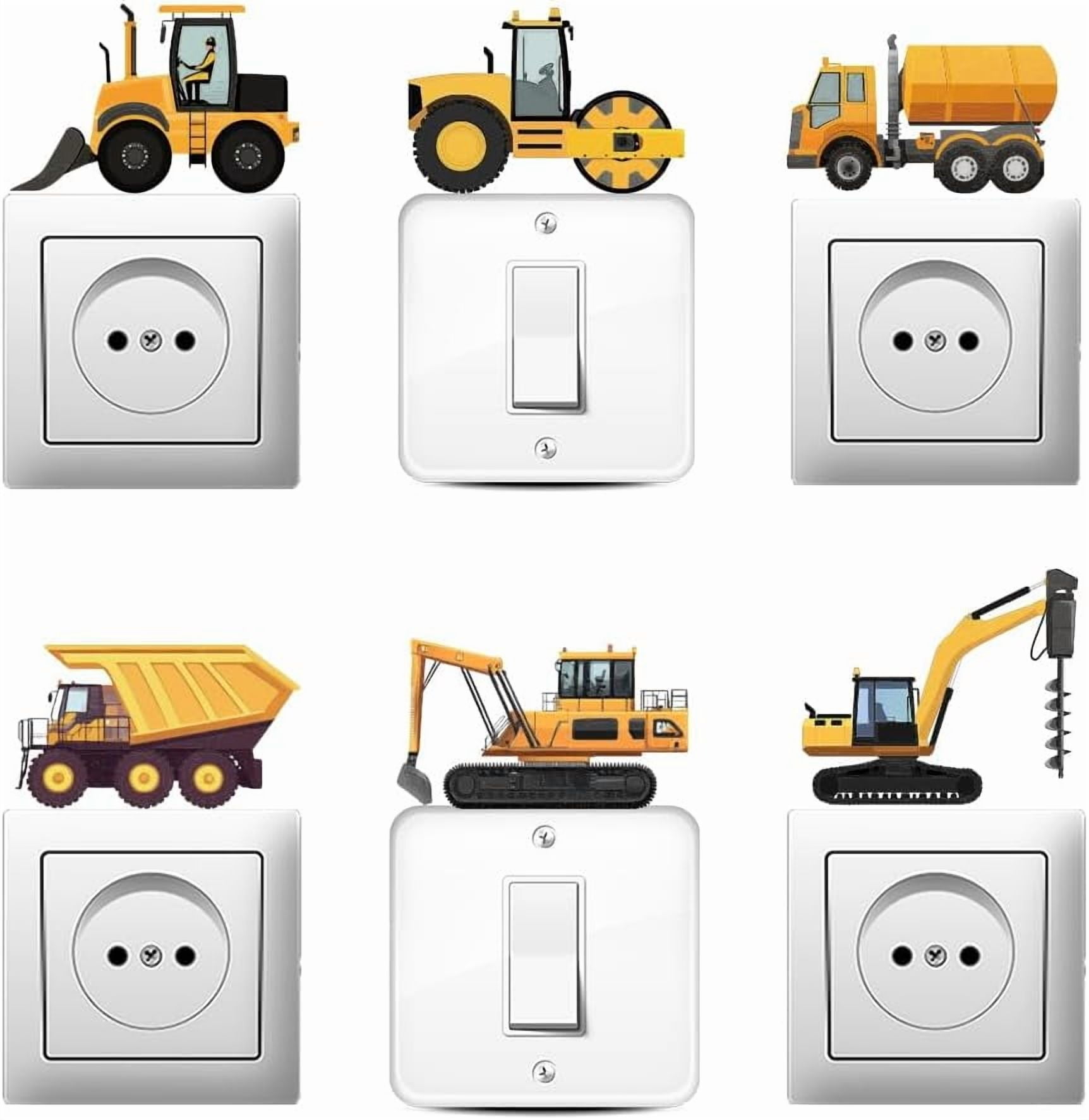 6Pcs Engineering Vehicle Light Switch Stickers Excavator Funny Wall ...