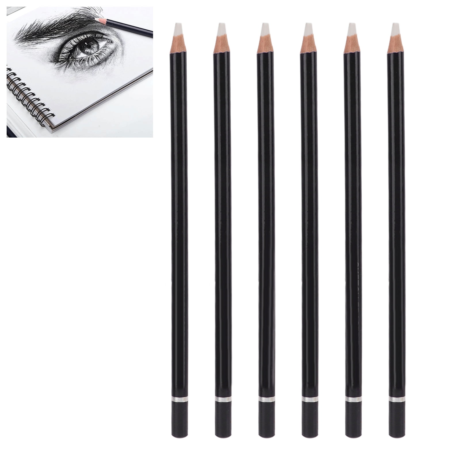 6Pcs Eraser Pencil Set Easy Erasion Comfortable Grip Wide Application ...