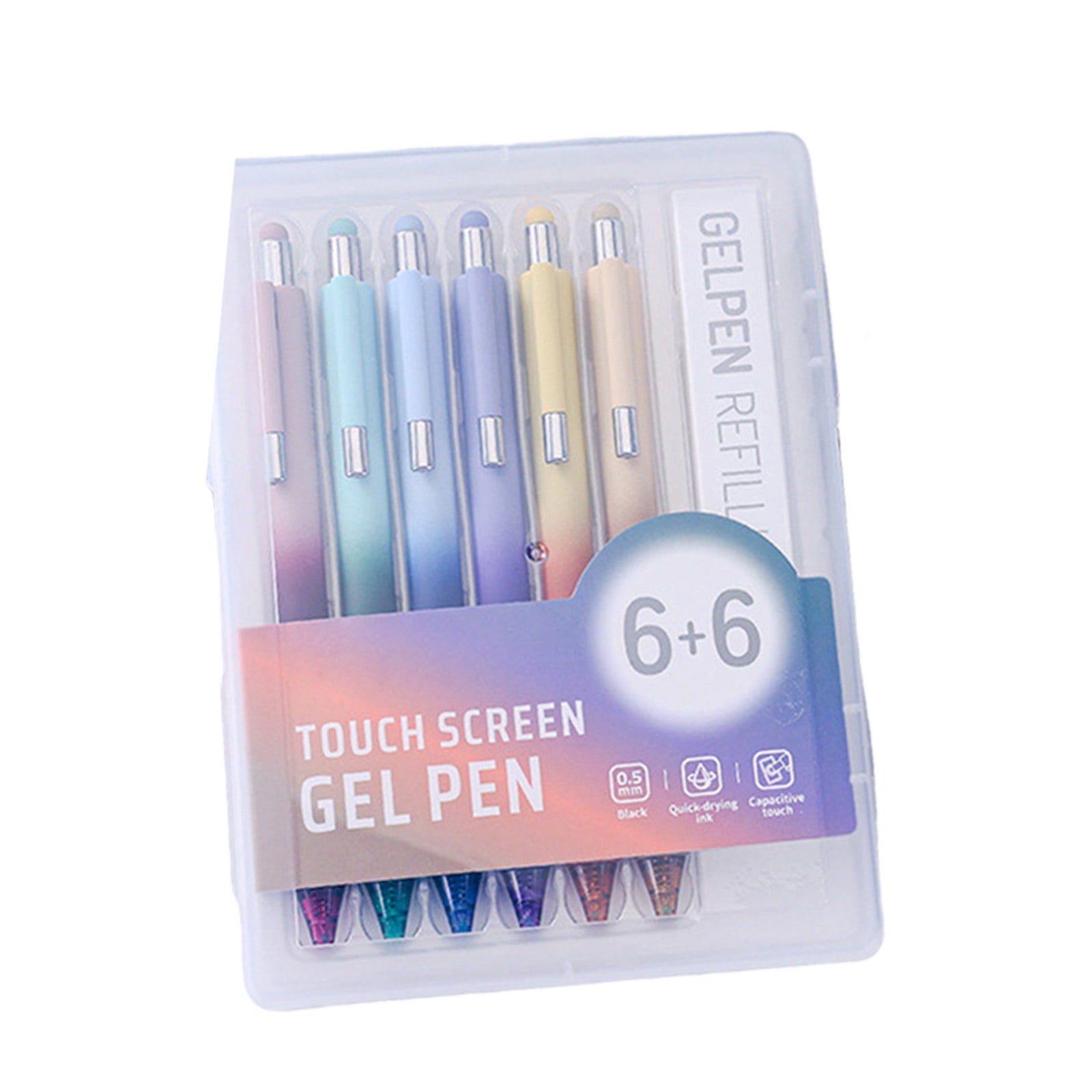 6Pcs Ergonomic Grip Capacitive Tip Gel Pen 0.5mm Fine Point Lightweight ...