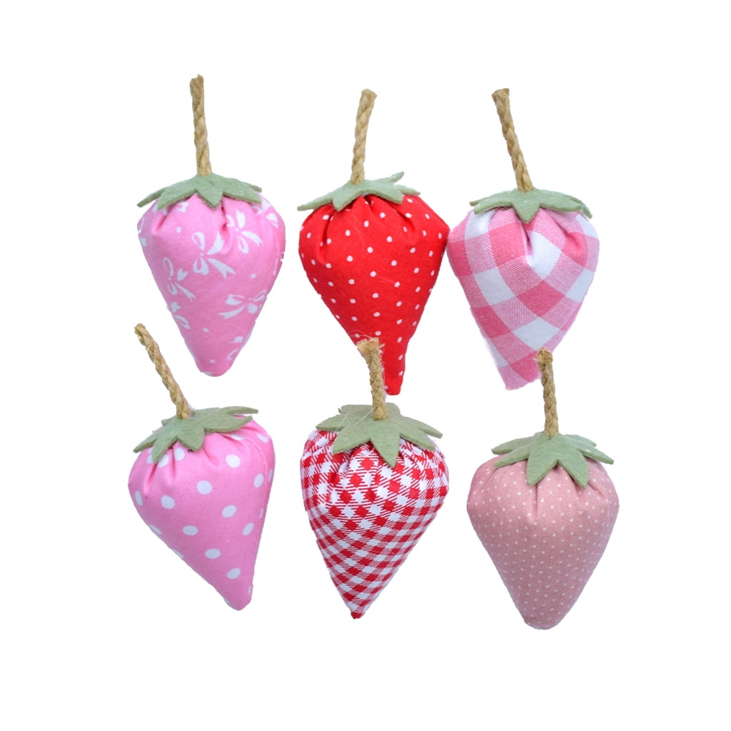 6Pcs Fabric Strawberry Handmade Artificial Strawberry Vintage ...