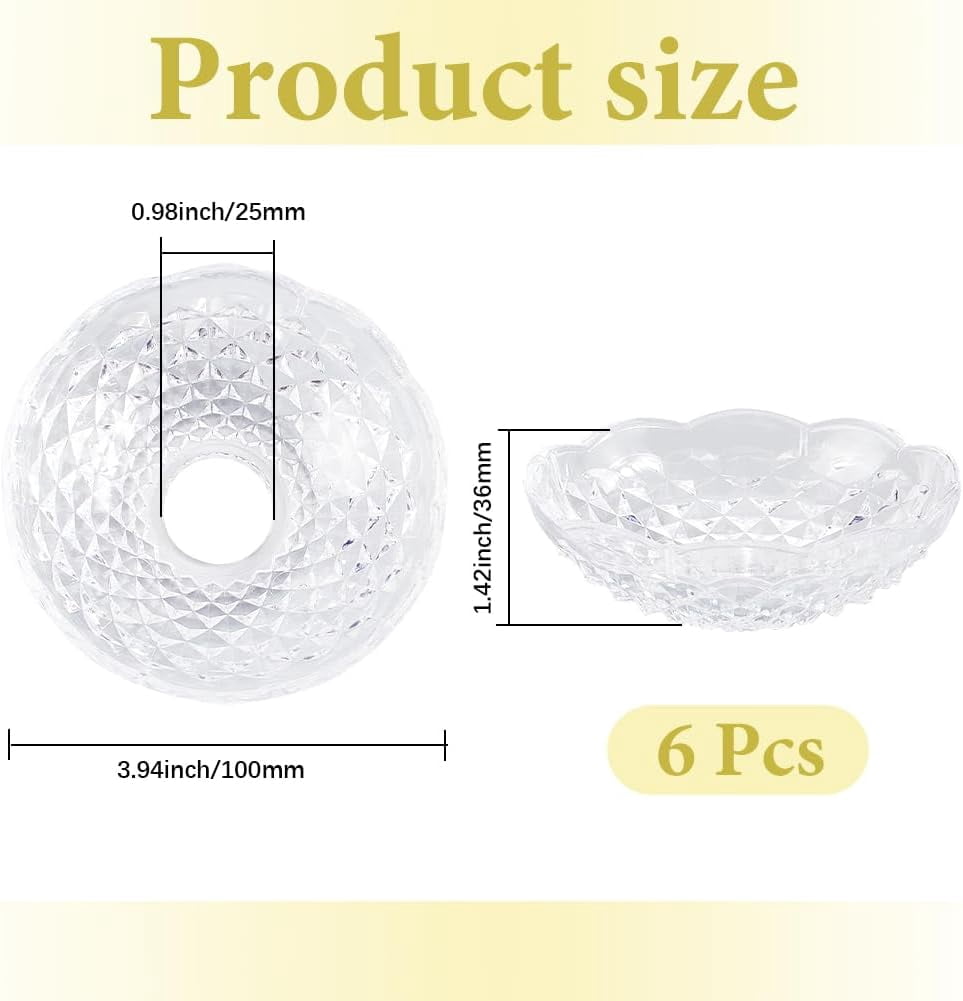 6Pcs Faceted Chandelier Bobeches Candle Holder Bobeche 4 Side Holes 4 ...