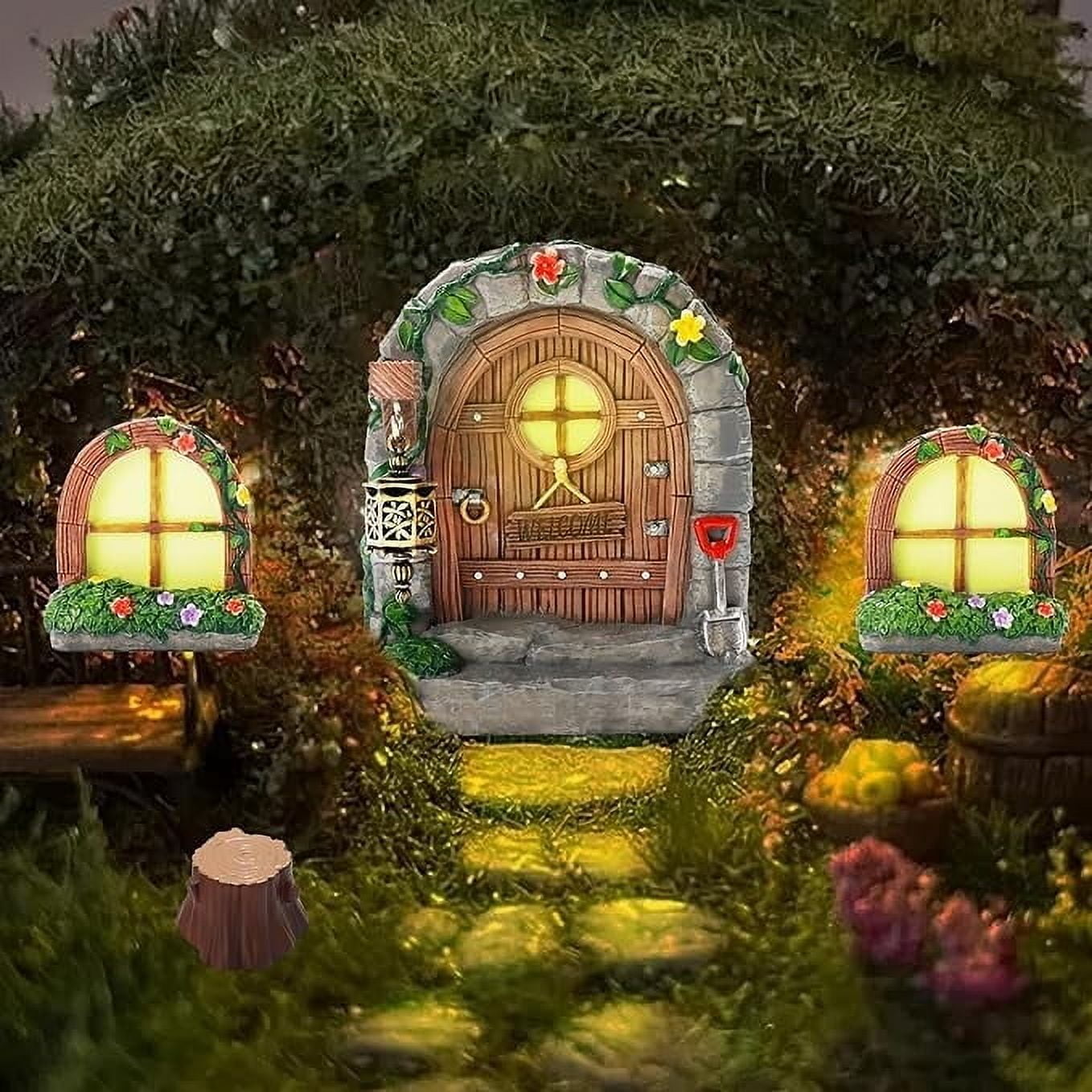 6Pcs Fairy Door and Windows for Trees Glow in The Dark Fairy Doors Lawn ...