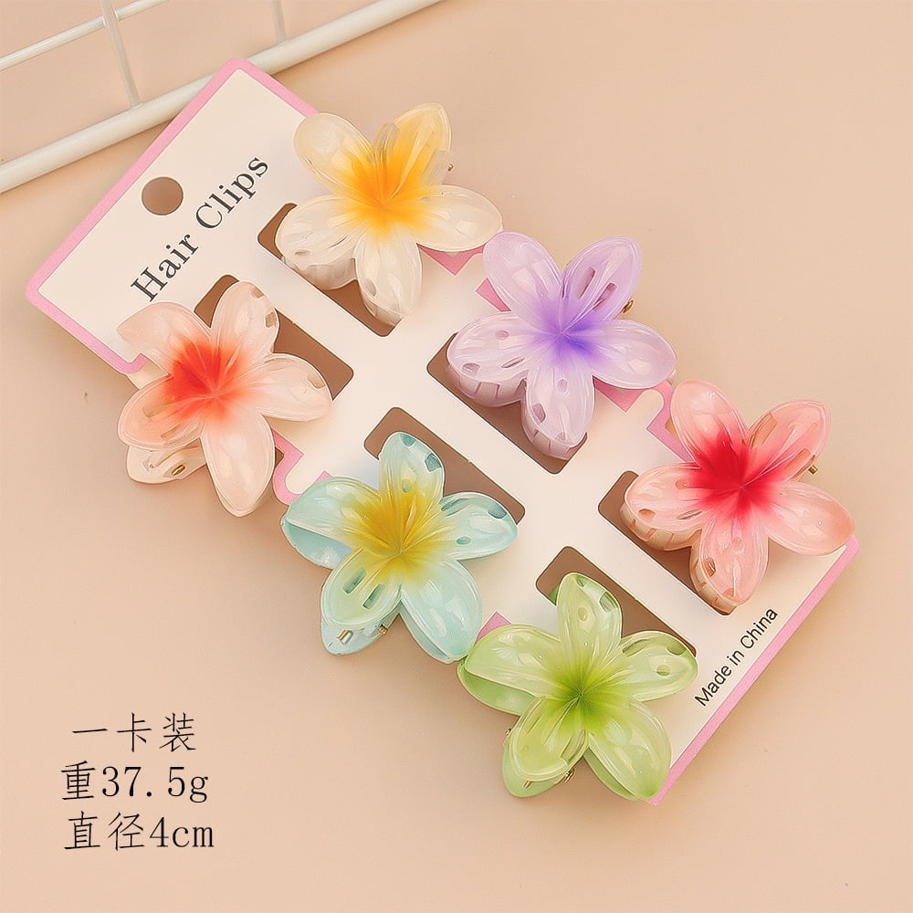 6Pcs Fashion Colorful Transparent Flower Small Hair Claw Clips clamp ...