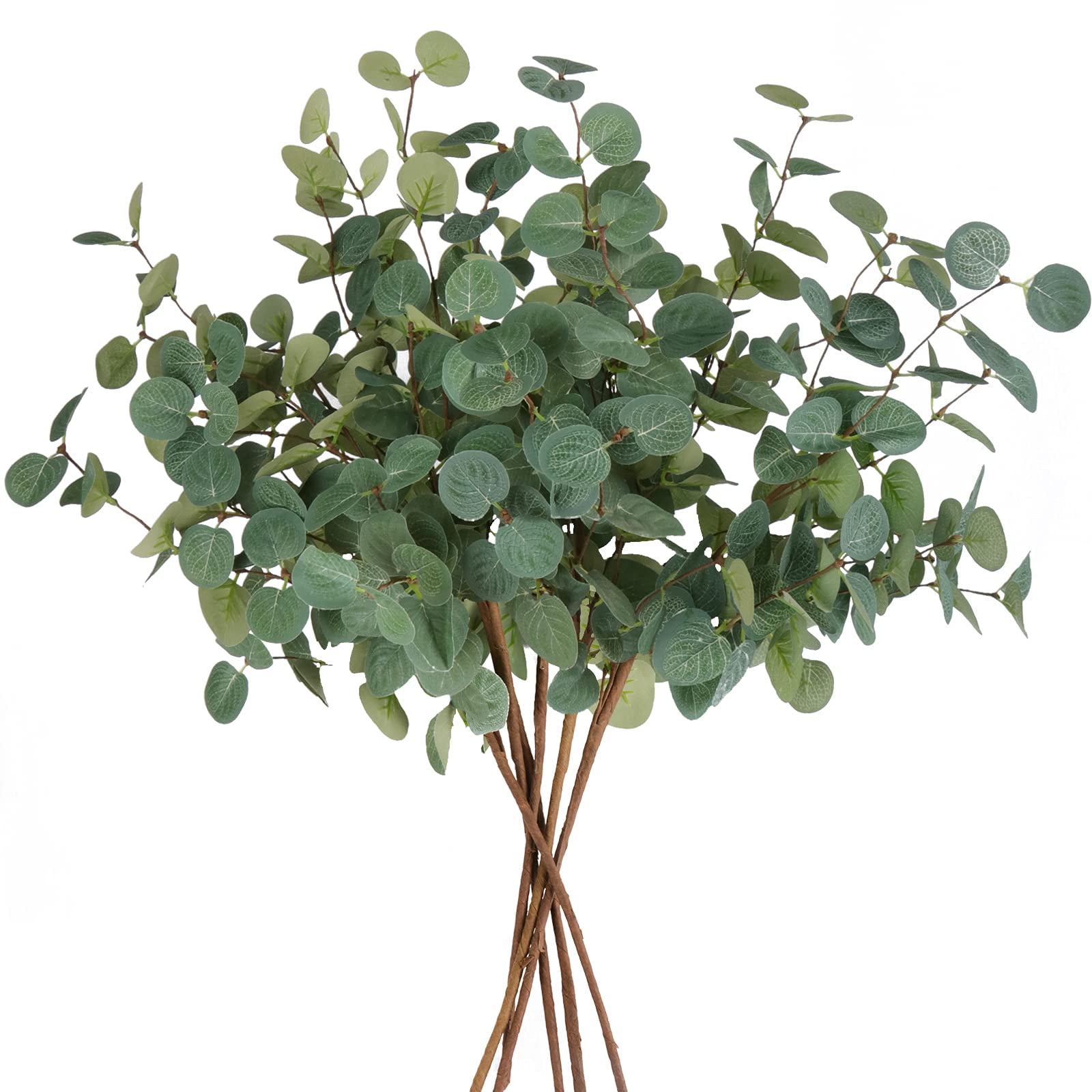 6Pcs Faux Eucalyptus Branches 24 Inch Tall Artificial Greenery Stems ...