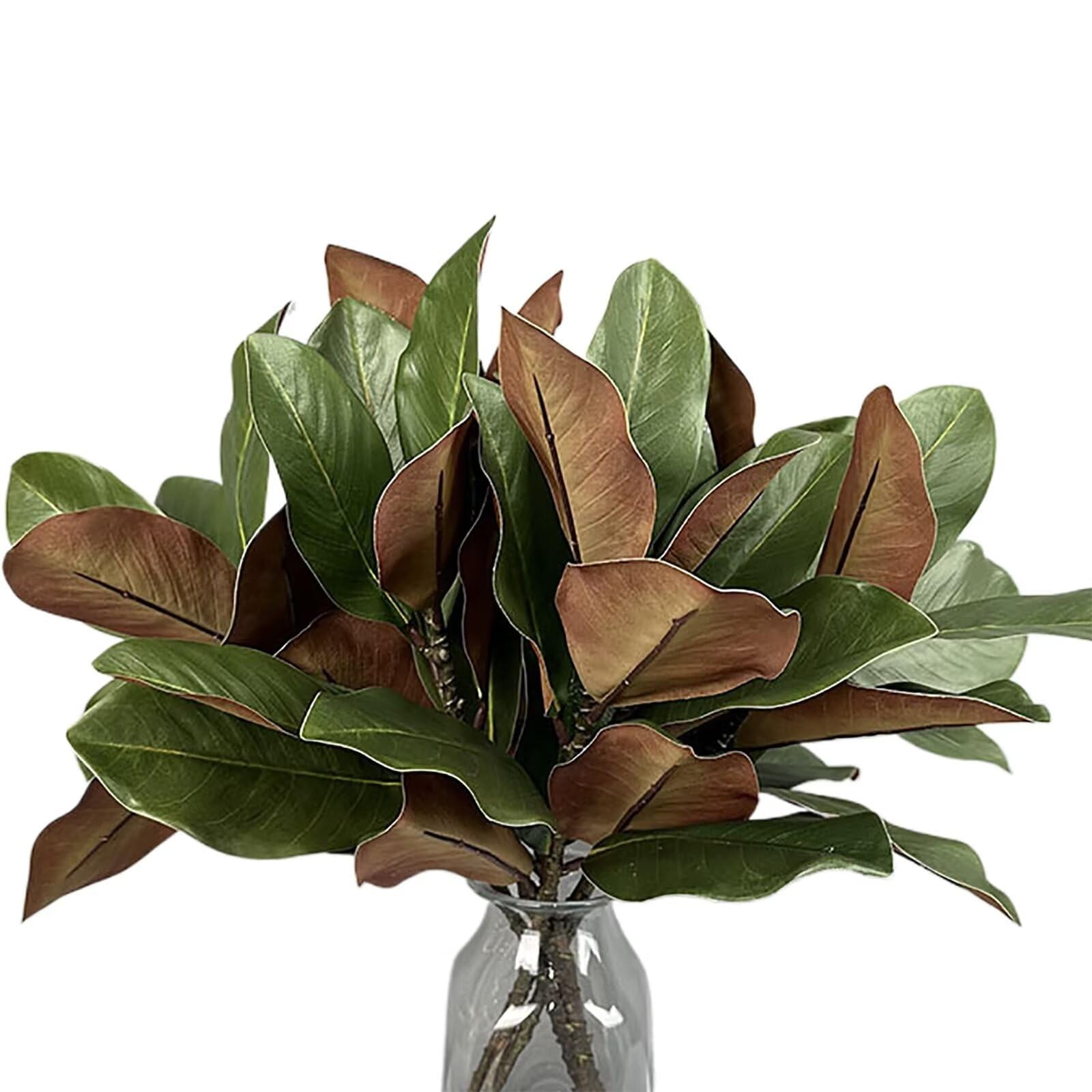 6Pcs Faux Magnolia Leaves with Stems fenze Artificial Greenery Stems ...
