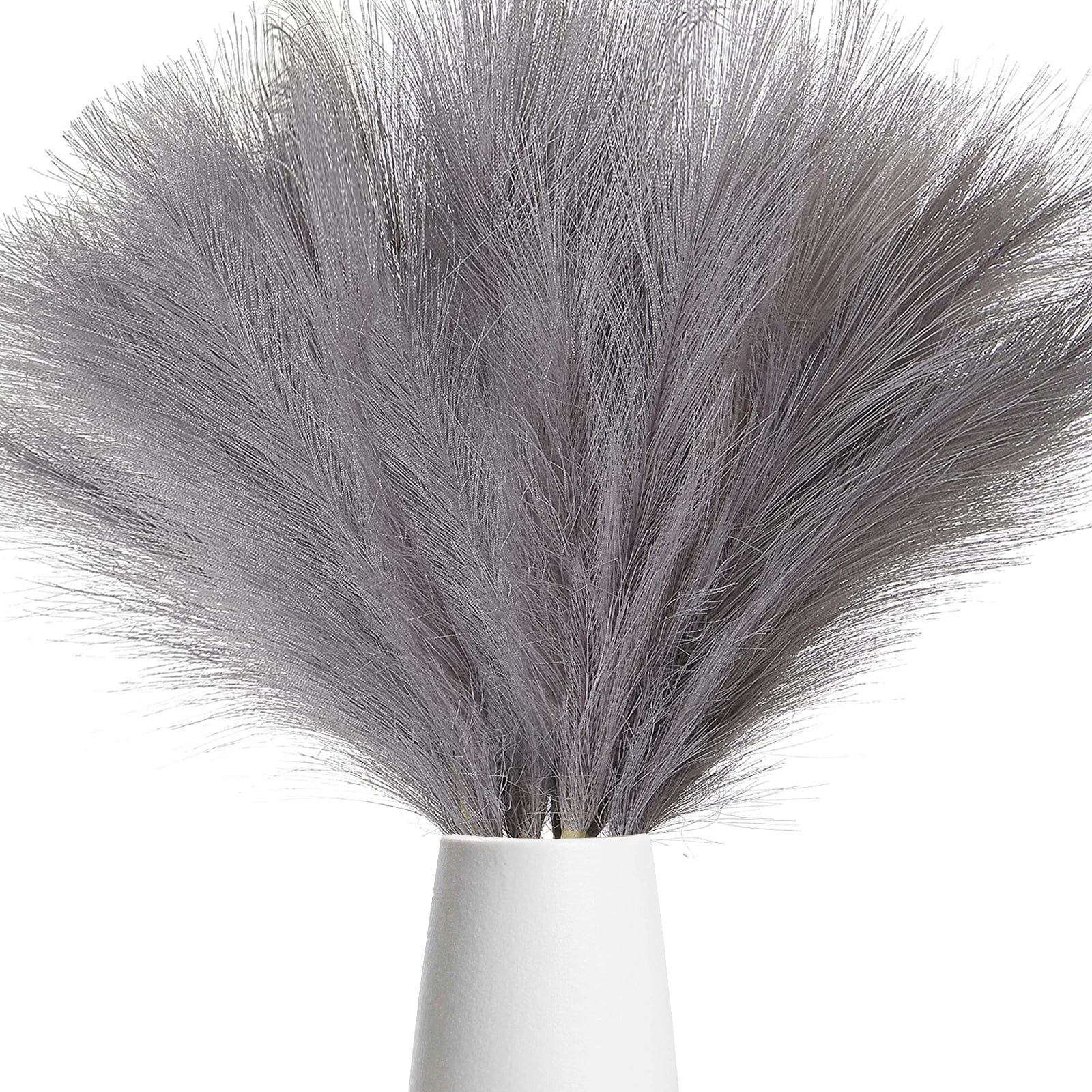 6Pcs Faux Pampas Grass 18", Fluffy Pompous Grass Flower, Artificial ...