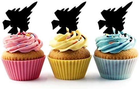6Pcs Fighter Jet Silhouette Acrylic Cupcake Toppers for Aviation or ...
