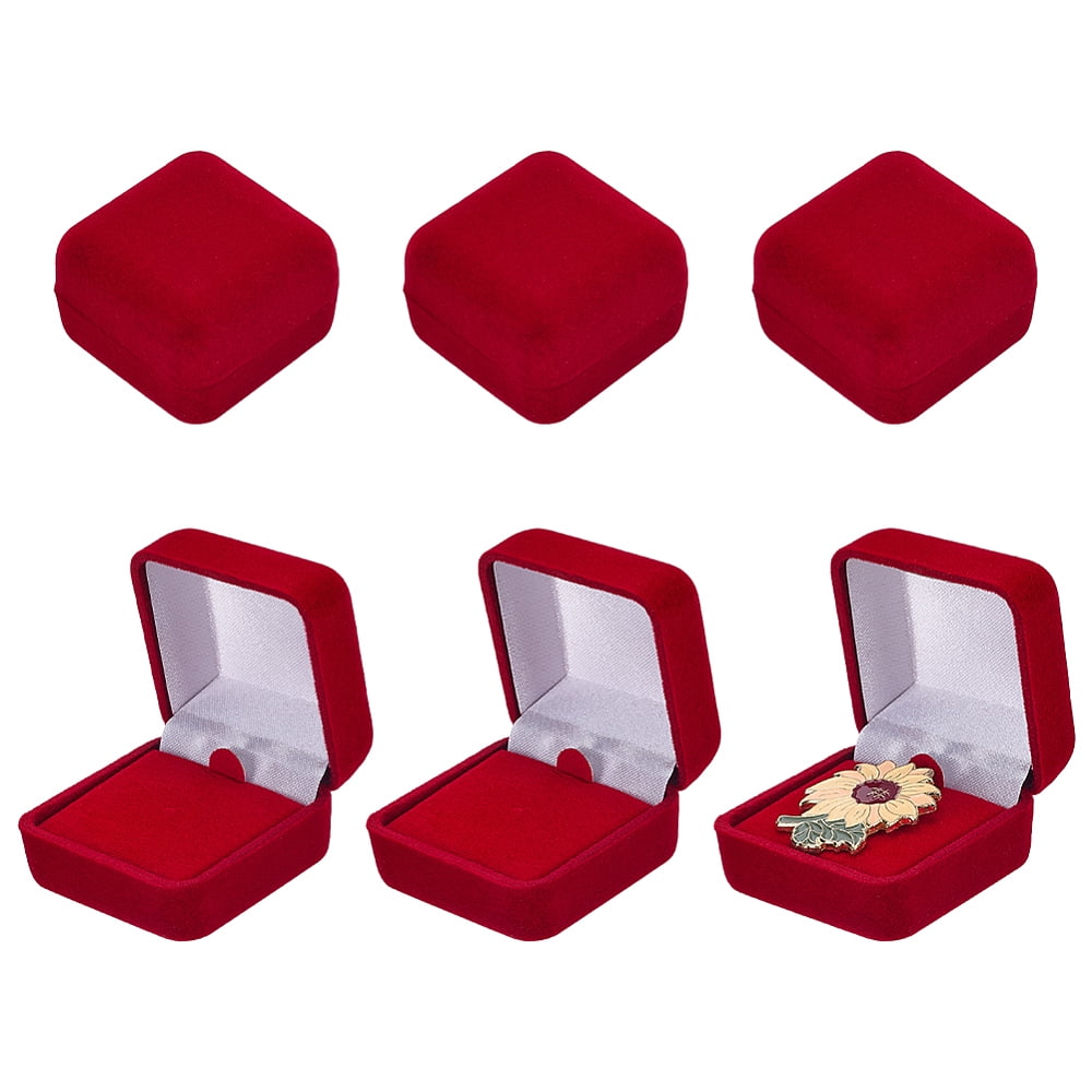 6Pcs FireBrick Velvet Badge Display Box 1.36x1.4Inch Inner Diameter ...