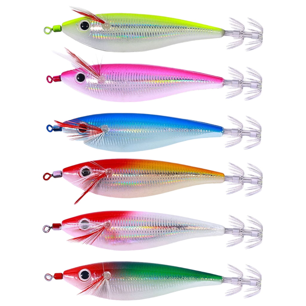 6Pcs Fishing Squid Jigs Lures Jigs Squid Fishing Lures Baits Set ...