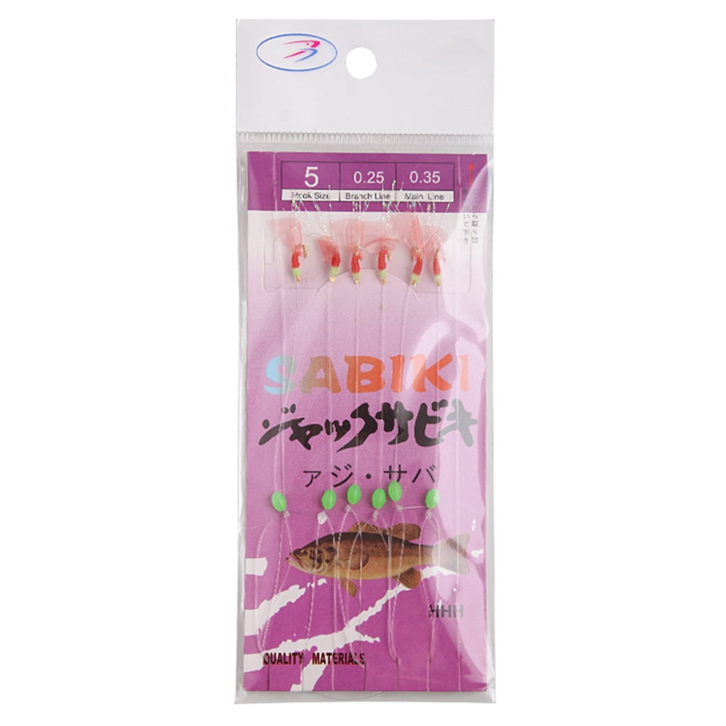 6Pcs Fishing String Hook Artificial Fishing Lures Luminously Bean ...