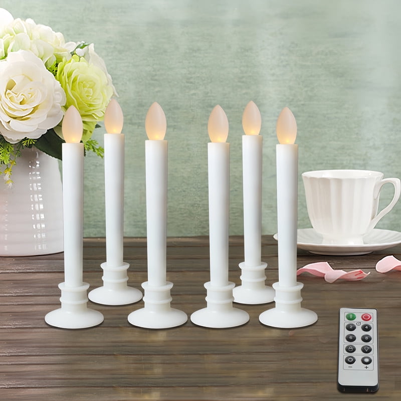 6Pcs Flameless Electric Taper Candles with Remote Control Timer ...