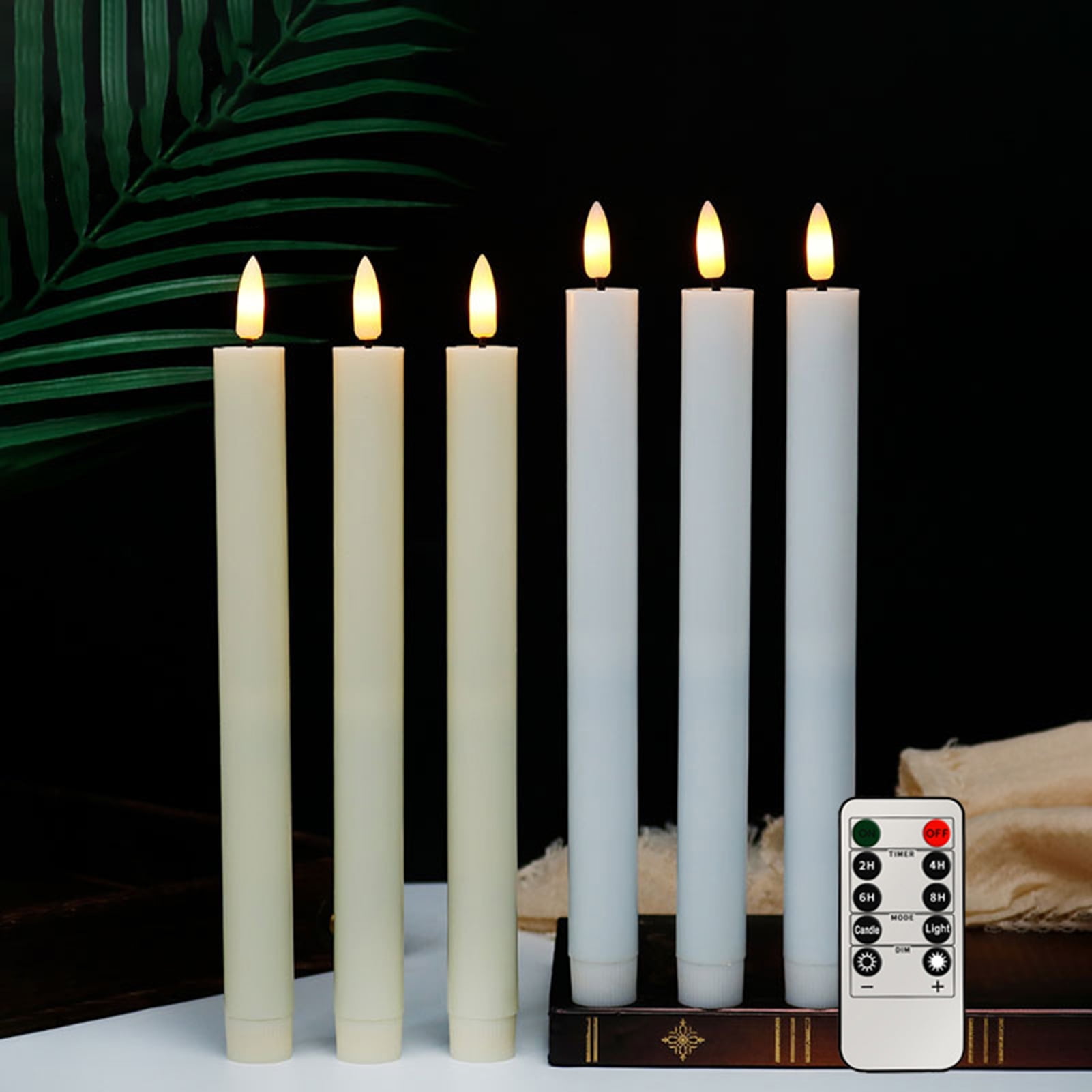 6Pcs Flameless Taper Candles Battery Operated Window Fake Candles with ...