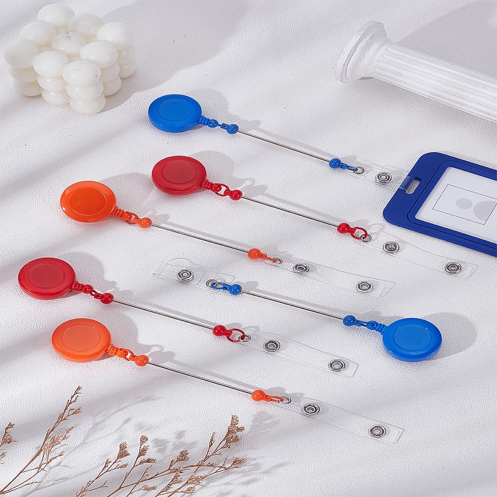 6Pcs Flat Round Beadable Badge Reels Making Kits Mixed Color ID Badge ...