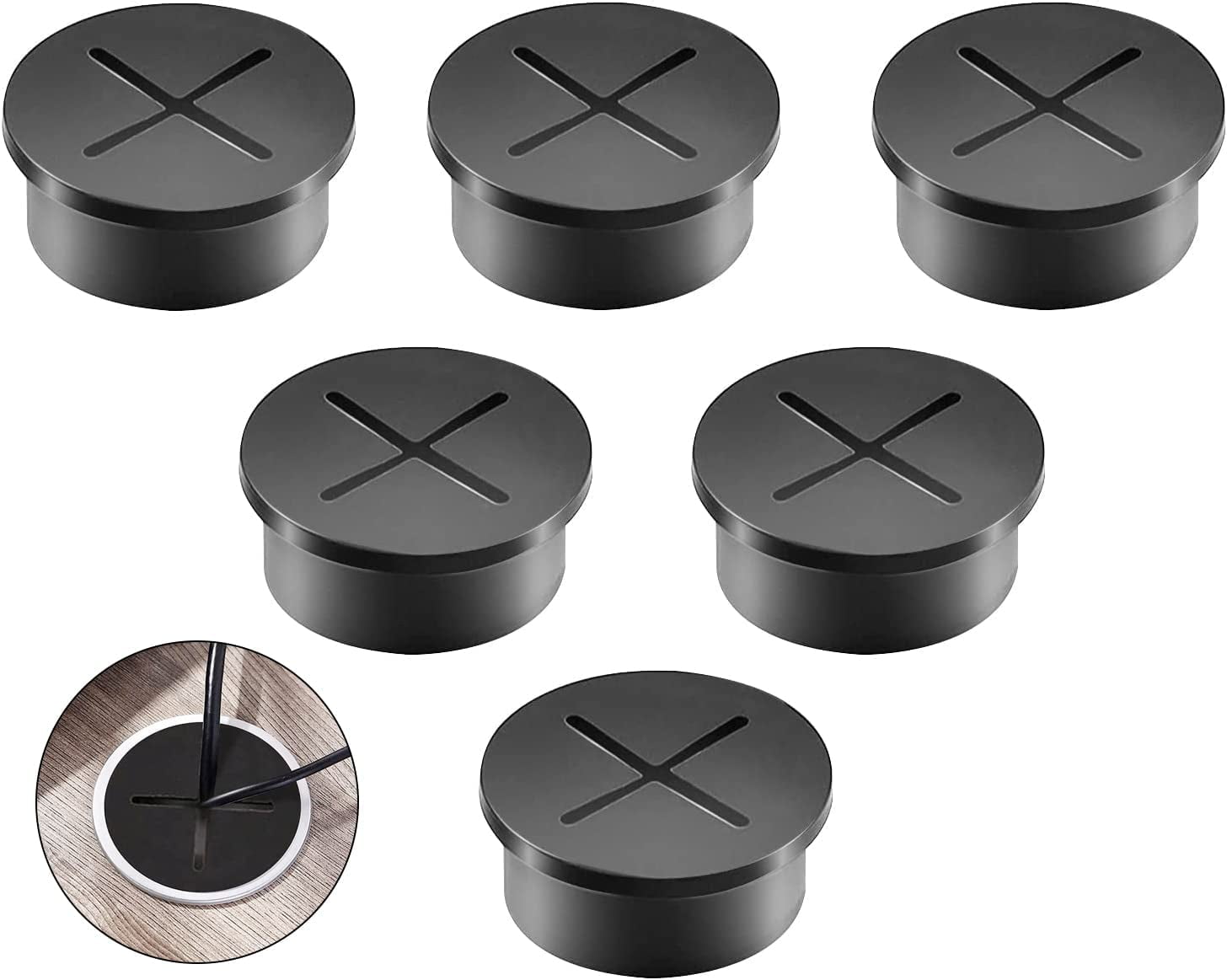 6Pcs Flexible Cable Cord Grommet - 1 Inch Silicone Desk Grommets Table ...