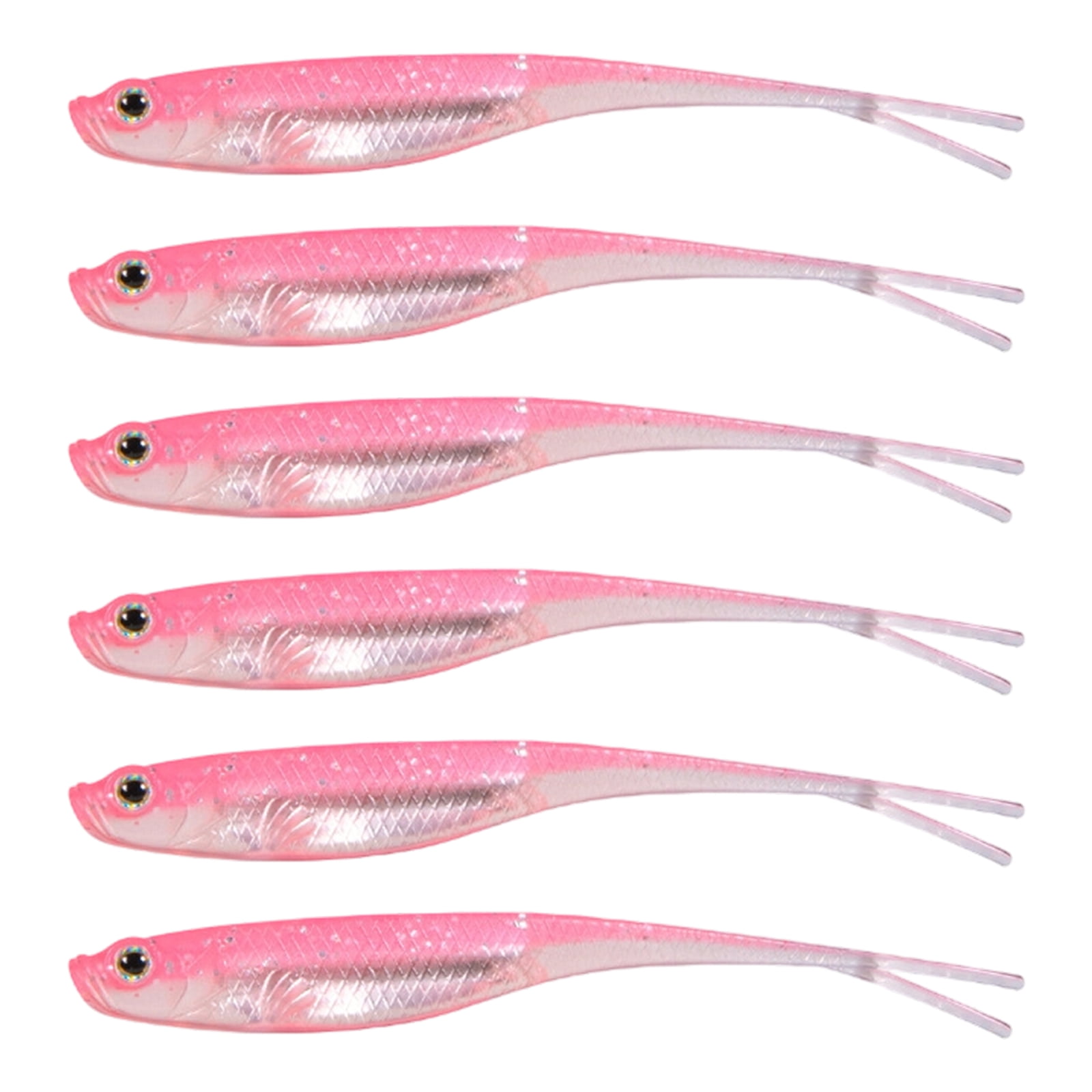 6Pcs Floating Soft Silicone Baits Fishing Lure Fork Tail Baits Soft ...