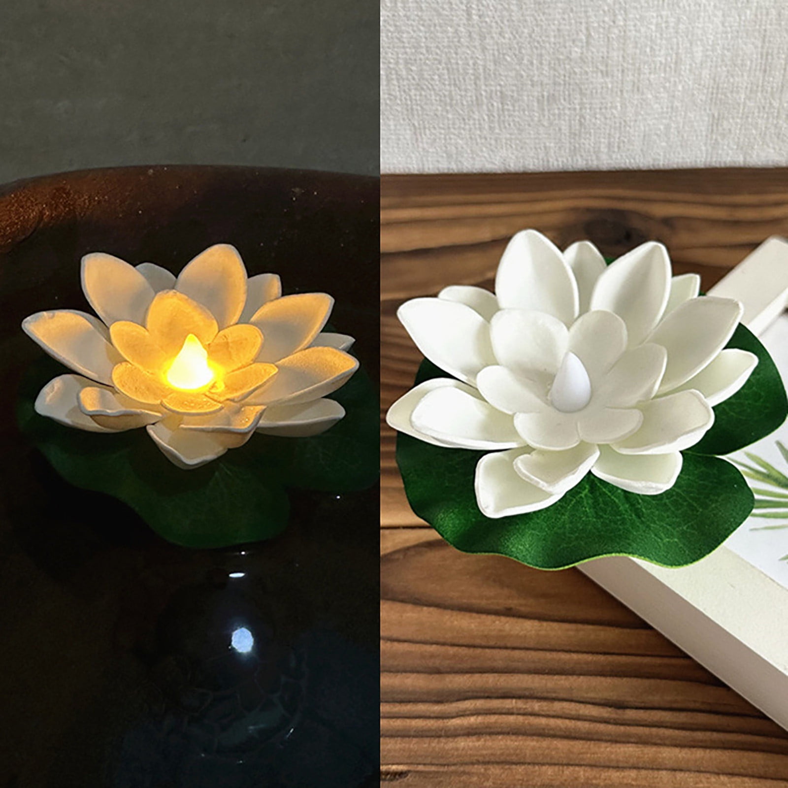 6Pcs Floating Solar Pond Lotus Lights – Led Waterproof Flameless Lotus ...