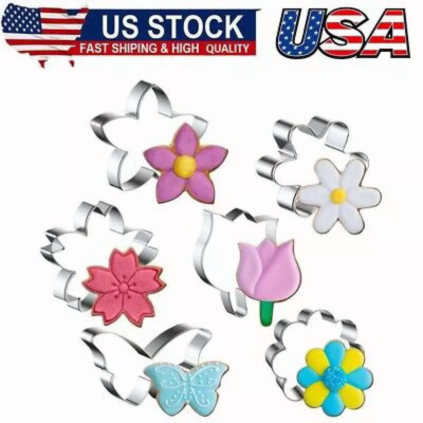 6Pcs Flower Cookie Cutter Set, 3 Inches Flower Shaped Cookie Cutter ...
