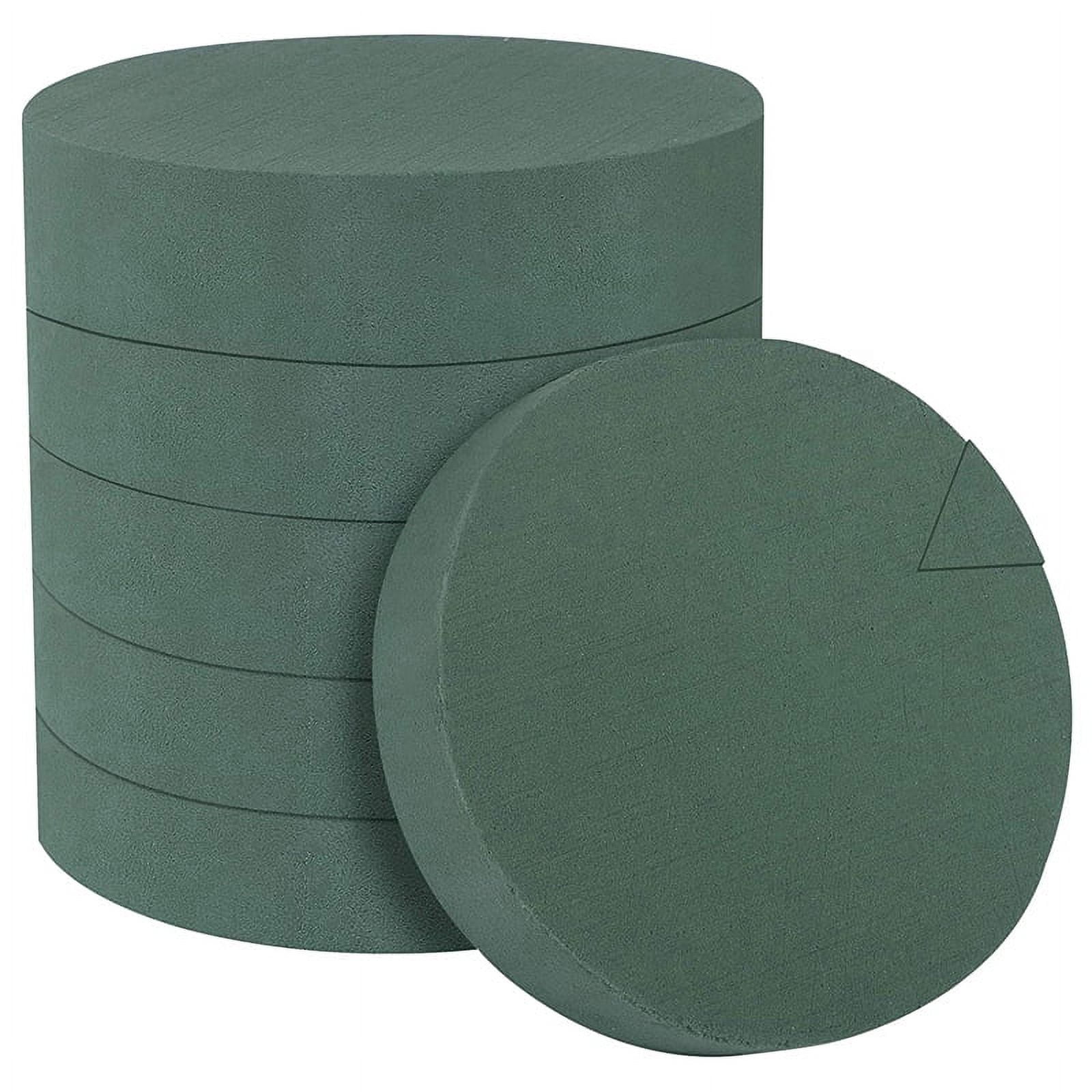 6Pcs Round Flower Foam Blocks, 16.5cm Green Dry and Wet Floral Foam for ...