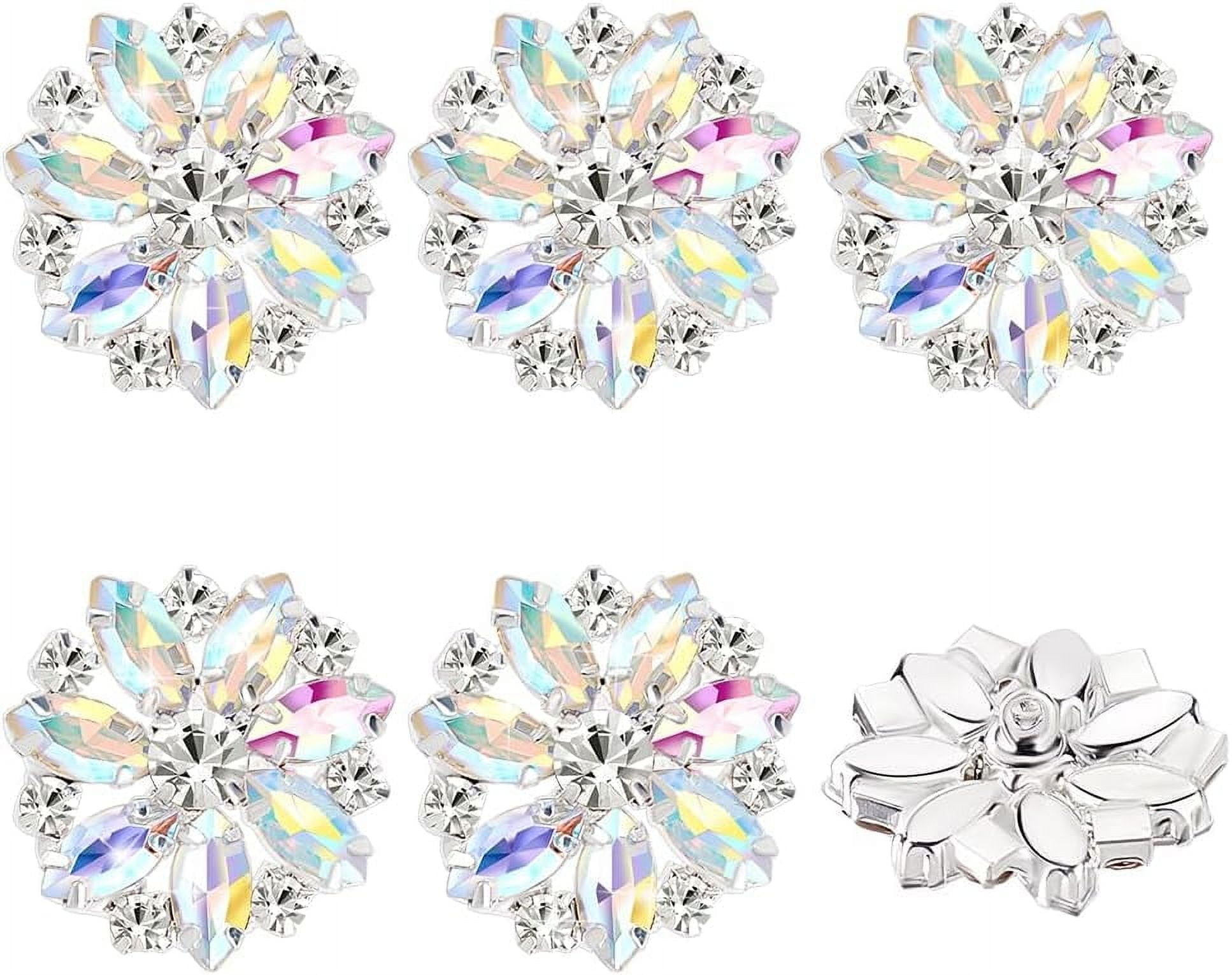 6Pcs Flower Rhinestone Buttons 1-Hole Brass Rhinestone Shank Button Sew ...