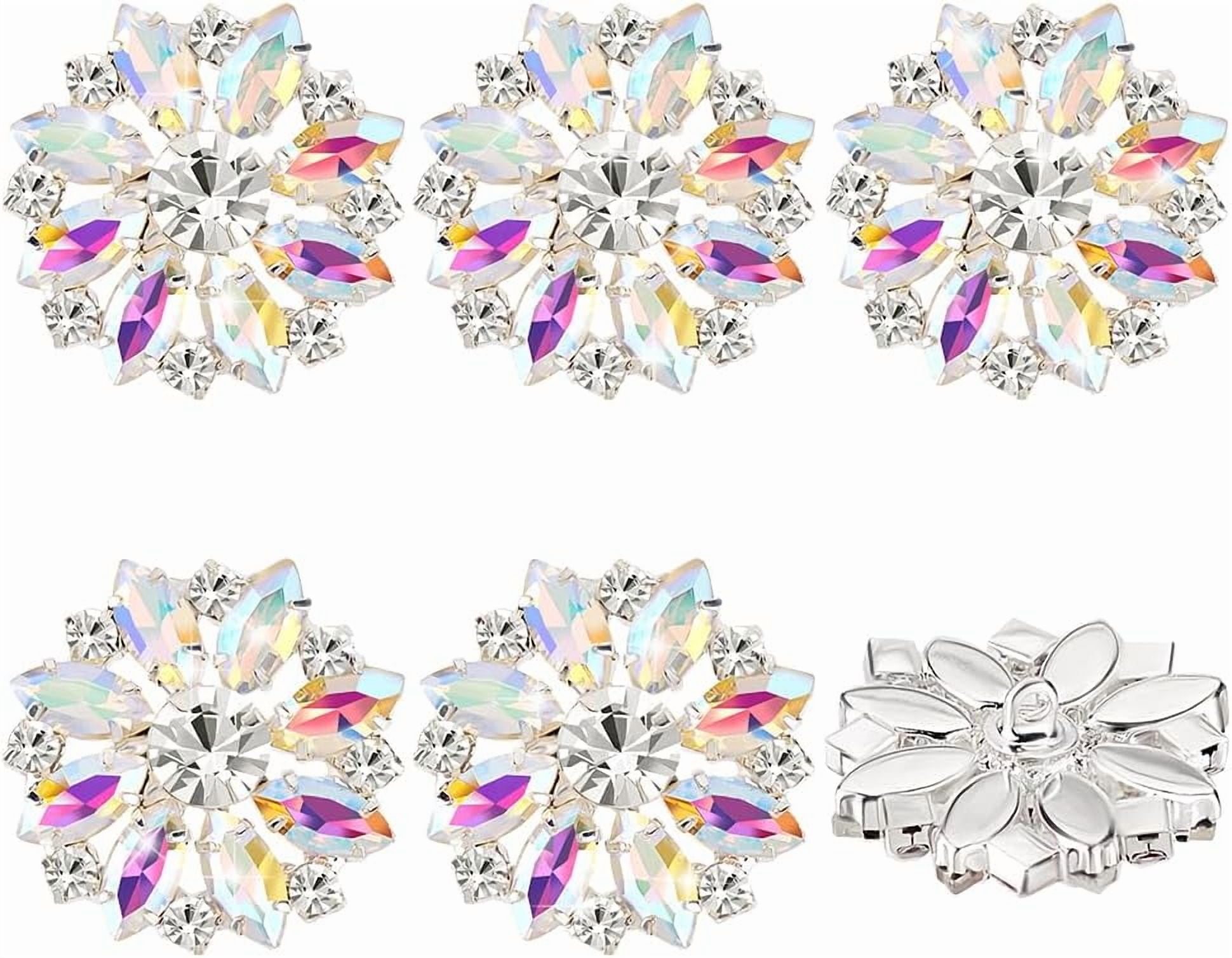 6Pcs Flower Rhinestone Buttons Sew on Clothing Buttons Embellishments ...